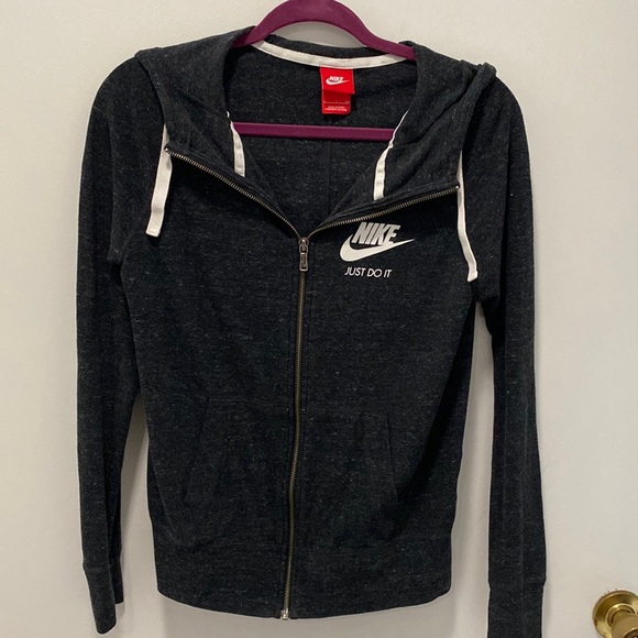 Nike | Tops | Nike Hooked Lightweight Dark Gray Black Jacket With ...